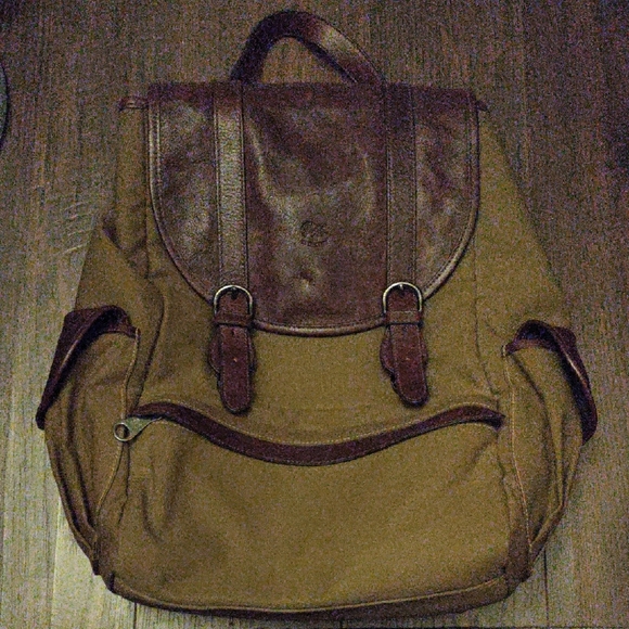 IL Bisonte | Bags | Il Bisonte Brown Leather And Olive Canvas Mens ...